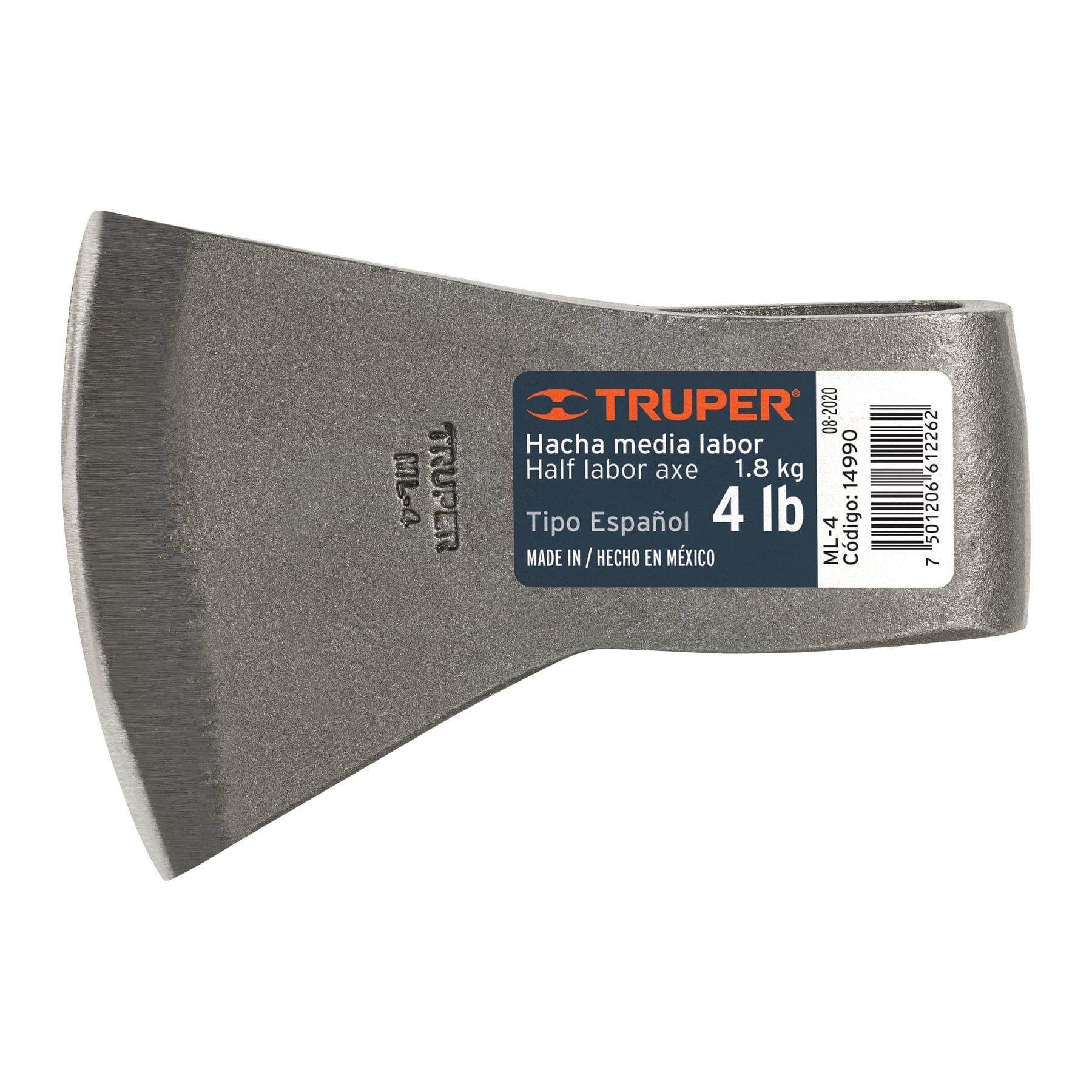 Hacha tipo español 4 lb sin mango, Truper