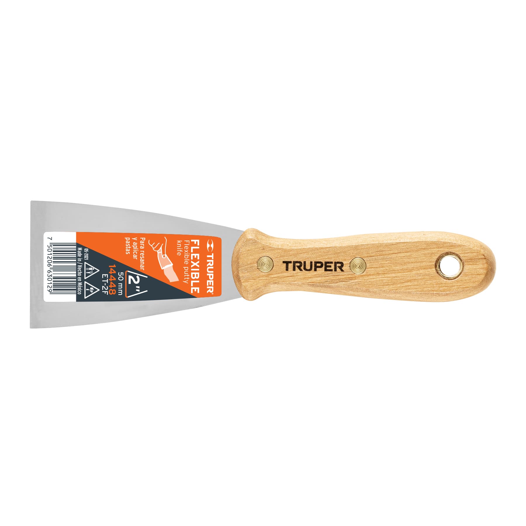 Espátula flexible Truper de 2" (5 cm) con mango de madera