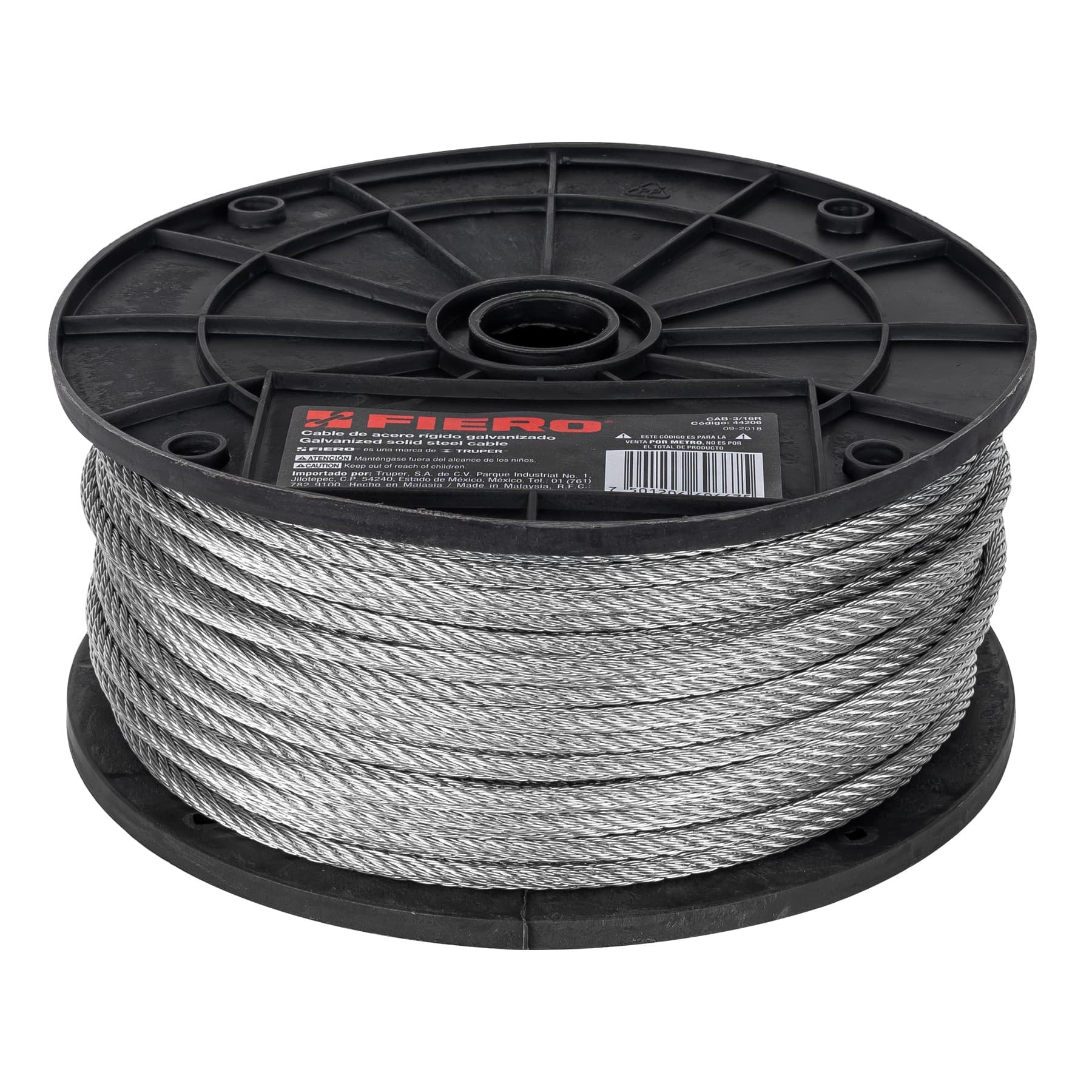 Cable 1/16" de acero 7x7 Truper hilos Fiero 75 metros